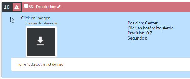 Click en imagen da error - Rocketbot Forum