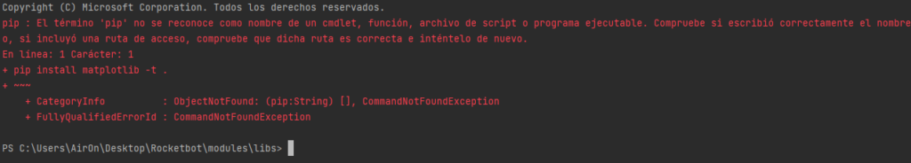 Error al instalar librería Python - Rocketbot Forum