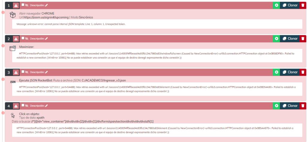 Problemas en ejecución de robot - Rocketbot Forum