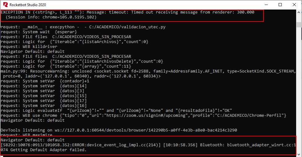 Error en la ejecución del robot - Rocketbot Forum