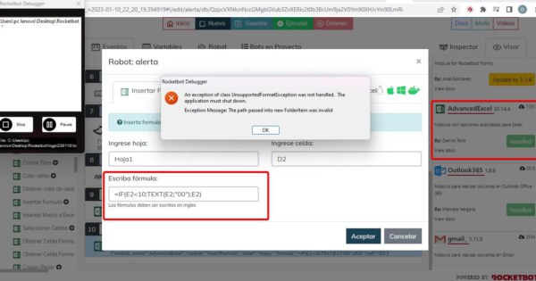 Error/Problema en formula excel - Rocketbot Forum