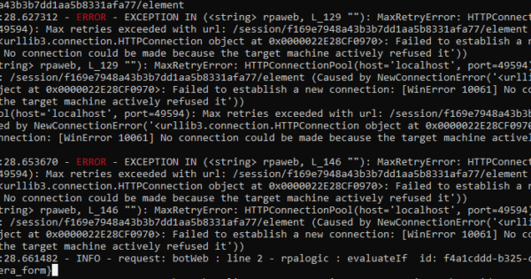 Error No connection could be made because the target machine actively refused it - Rocketbot Forum